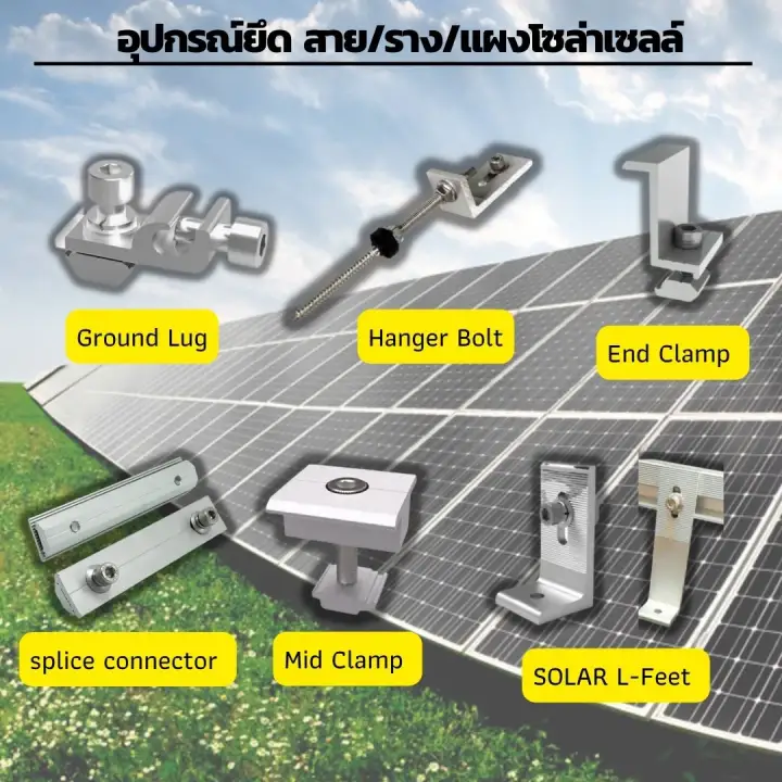 อุปกรณ์ยึด สาย/ราง/แผง โซล่าเซลล์ Ground Lug/Hanger Bolt/End Clamp ...