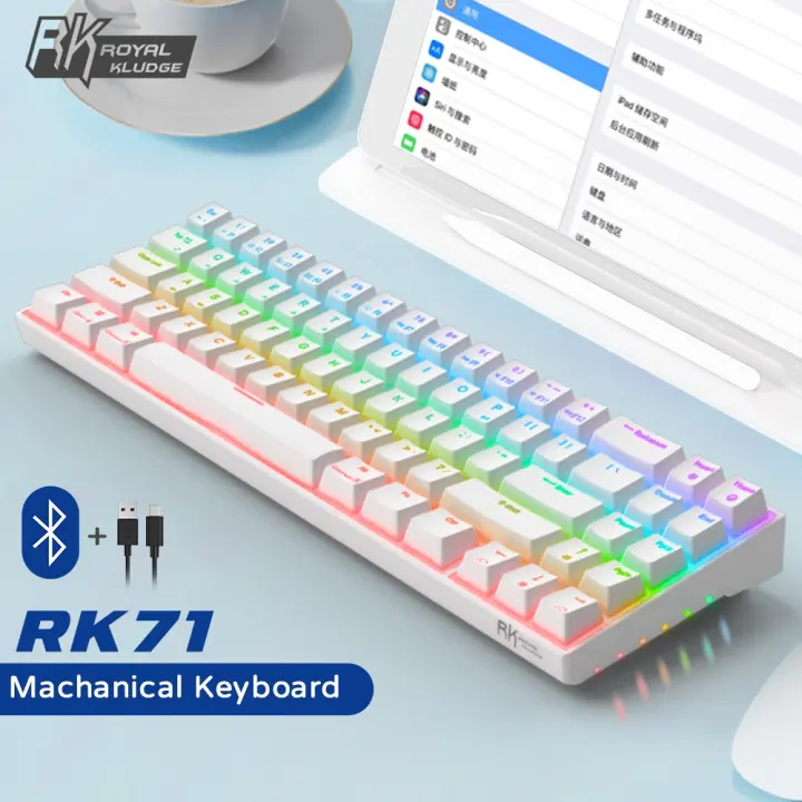 ROYAL KLUDGE RK71 Mechanical Gaming Keyboard Bluetooth Wireless RGB ...
