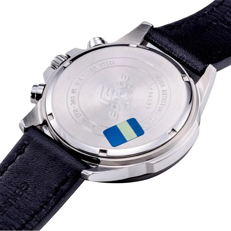 CASIO EDIFICE DUAL DIAL WORLD TIME ALARM หนังสายนาฬิกาผู้ชาย EFR-303 ดำ ...