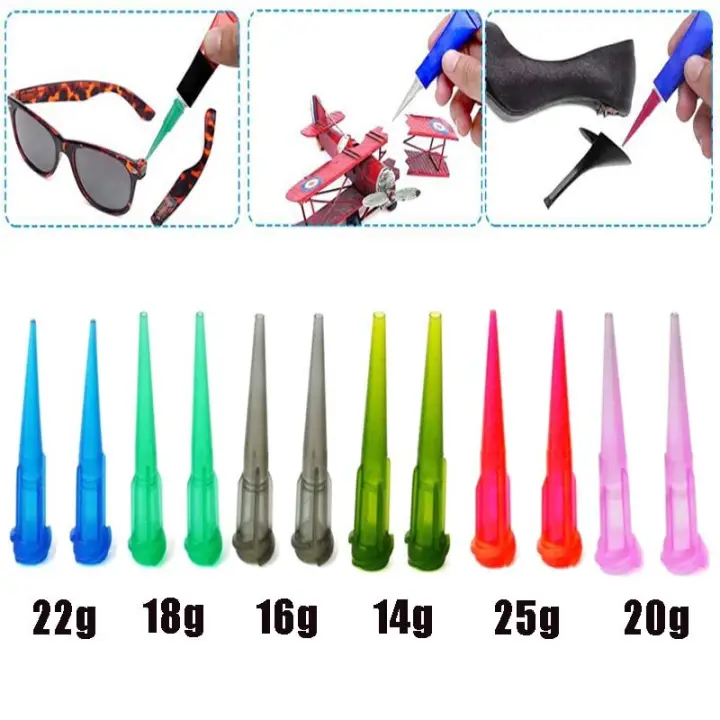 100 pcs TT Tapered Tips assorted 14-25G Plastic Conical Smooth flow ...