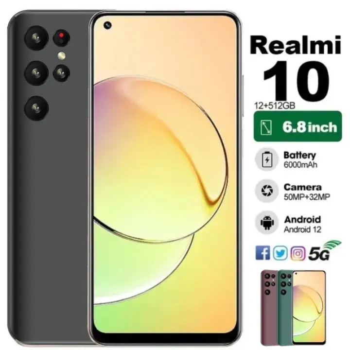 สมาร์ทโฟน Realmi 10 Pro 5g เต็มหน้าจอ นิ้วราคาถูก HPการกวาดล้างหน่วย ...