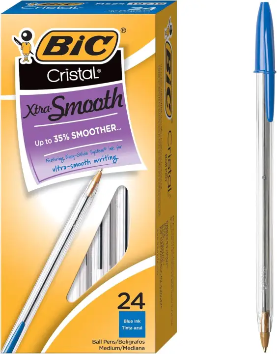 BIC Cristal Xtra Smooth Ballpoint Pen, Medium Point (1.0Mm), Blue, 10-Count | Lazada.co.th