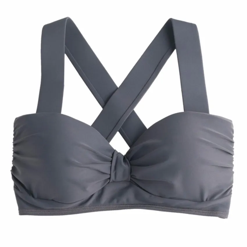 PURLI DARK GREY XENA TOP เสื้อว่ายน้ำสายไข้ว L_สีเทา | Thisshop