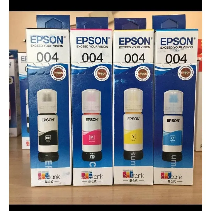 EPSON INK 004 Black, Cyan, Yellow, Magenta ink BOTTLE (L3106) (L3115 ...