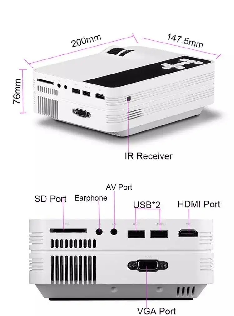 NEWEST 2020-UB10 Mini Projector UB10 Portable 3D LED Projector ...