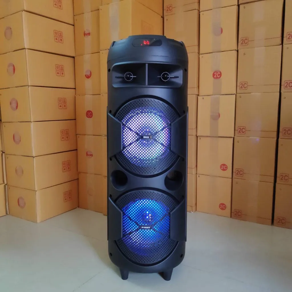 SKG ลำโพงบลูธูท รุ่น AV-5502 BT8 8นิ้ว 2 ดอก ตัวท็อปไมค์ลอย มีหูหิ้วและล้อลาก ไฟLED แถมไมค์ลอย ...