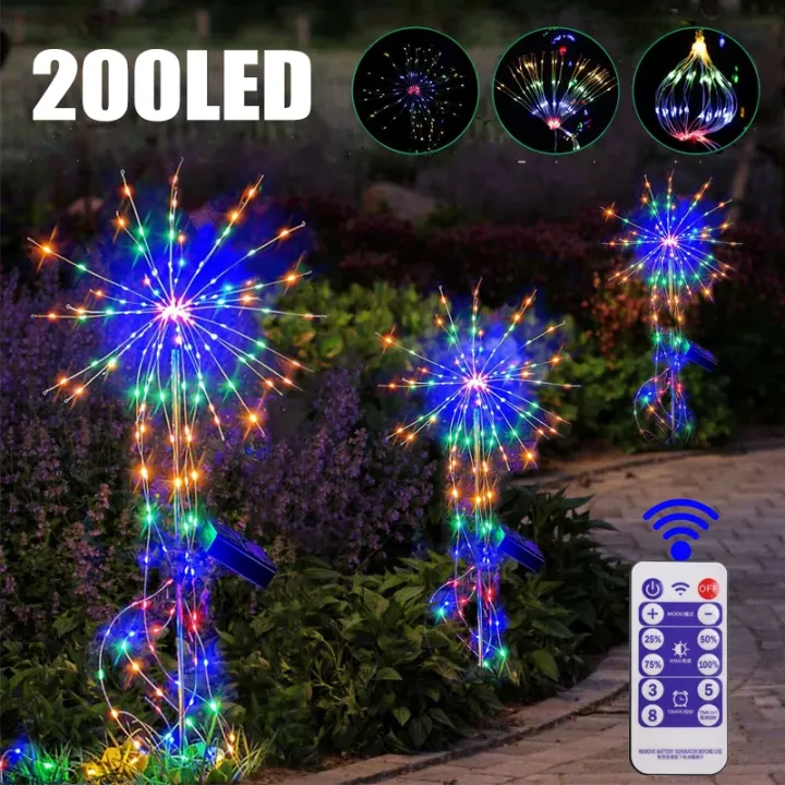 200LED Solar Power Firework String Lights Remote Control Lamp Outdoor ...
