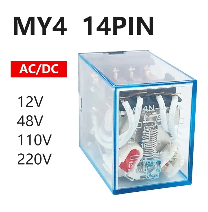 1PCS MY4 General Purpose Relay 4pdt14pins relais DC 12V/ 24V /110V 220V relay MY4 switch ...