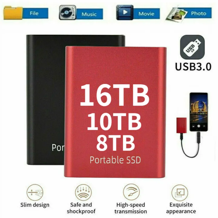 16TB SSD Portable External Hard Drive Disks USB 3.1 4TB SSD Solid State Drives for PC Laptop ...